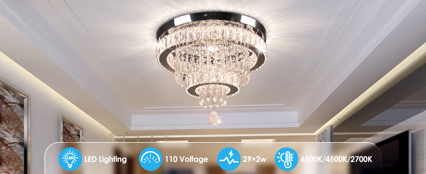 Cainjiazh Crystal Chandeliers Modern Crystal Chandelier Flush Mount ...