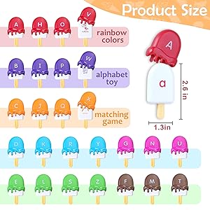 Amazon.com: USATDD ABC Alphabet Learning Toys Alphabet Popsicles Animal Matching Toy Uppercase ...