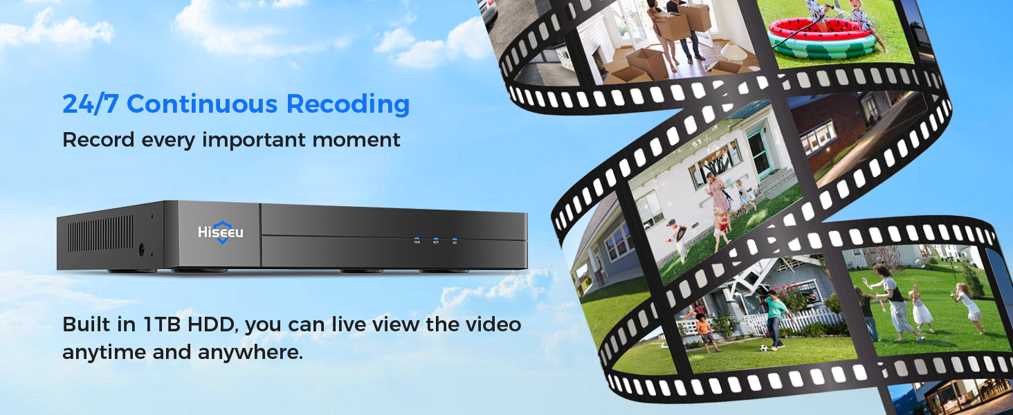 【Color Night Vision】Hiseeu 5MP Wired Outdoor Security CCTV Camera System, 8 Channel DVR with 1TB ...