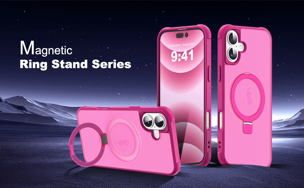 Amazon.com: SKYLMW Compatible with iPhone 16 Case with Invisible Magnetic O-Ring Stand Military ...
