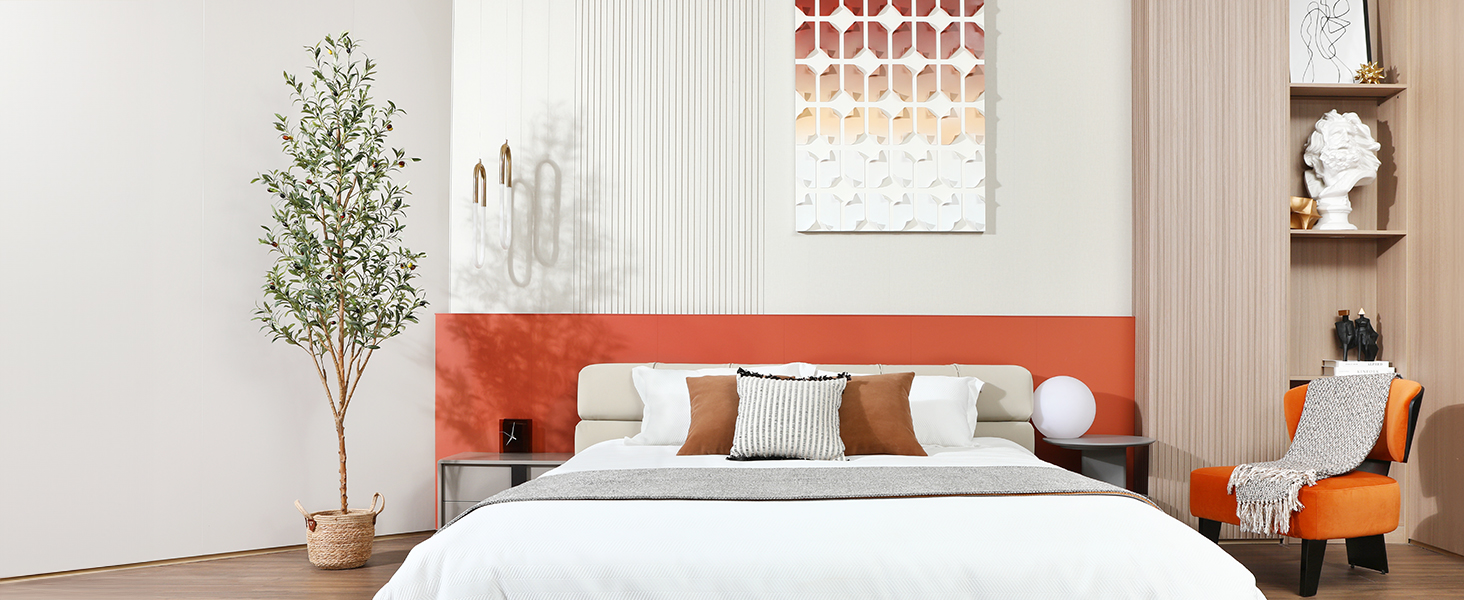 Artificial Olive Tree 7ft, Lush Faux Olive Tree for Indoor with Natural Wood Trunk and Lifelike ...