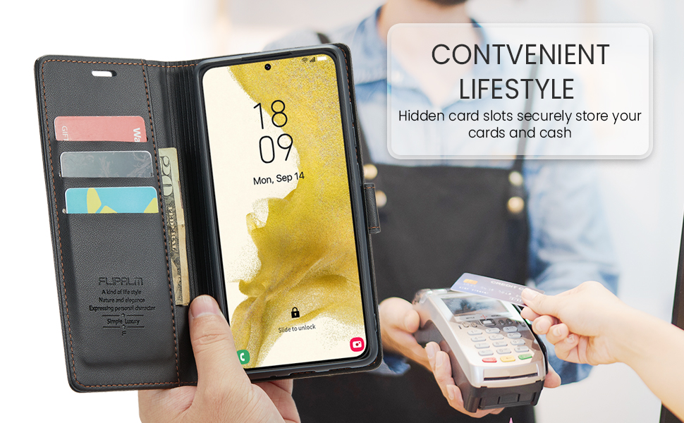 Amazon.com: FLIPALM Wallet Case for Samsung Galaxy S22 Plus, RFID Blocking Credit Card Holder ...