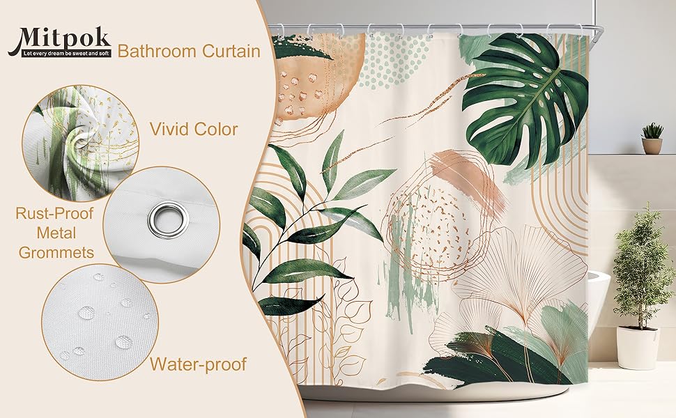 Amazon.com: Mitpok Boho Shower Curtain 72Wx84H Extra Long Bohemian Modern Mid Century Abstract ...
