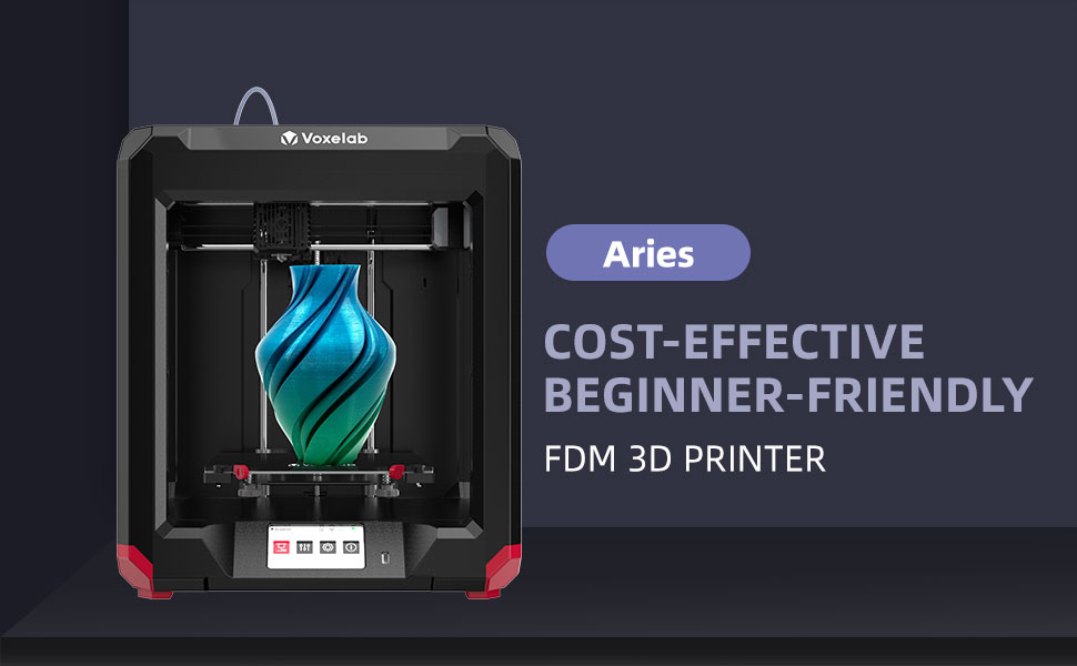 Voxelab 3D Printer Aries with Carborundum Glass Platforme, High Precision Dual Z-axis Rail ...