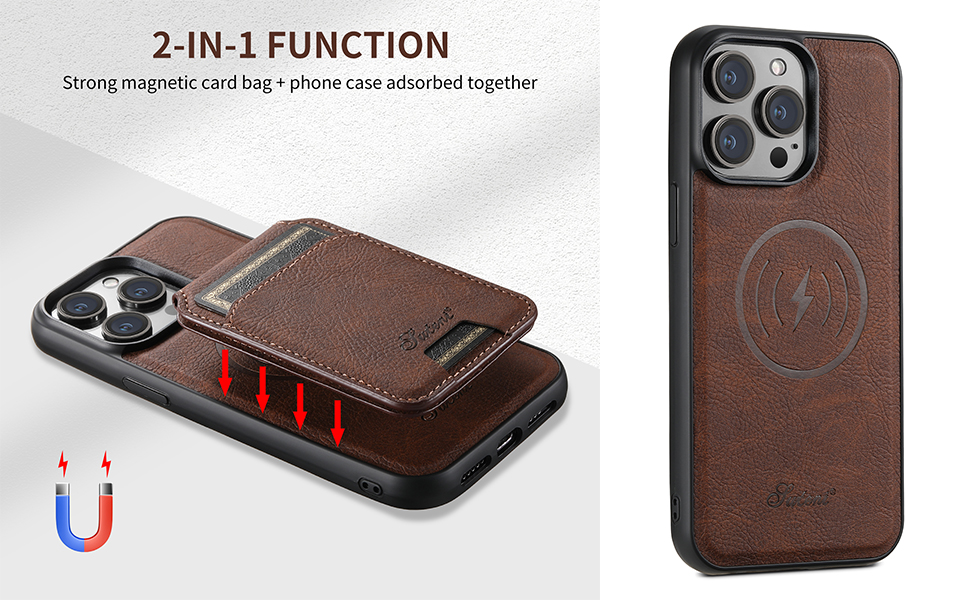 Amazon.com: SZHAIYU 2 in 1 Detachable Magnetic Wallet Compatible with iPhone 14 Pro Max Case ...