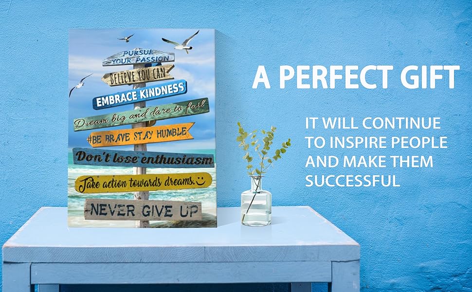 Amazon.com: NIAXAUYT Inspirational Wall Art Motivational Ocean Beach ...