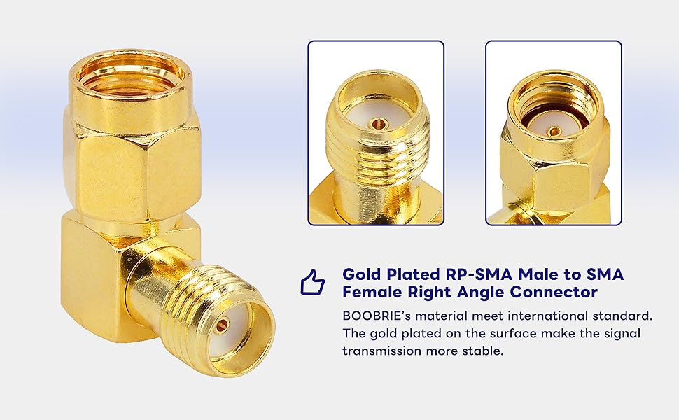 Amazon.com: Boobrie RP-SMA 90 Degree Adapter RP-SMA Male to SMA Female Right Angle Connector ...