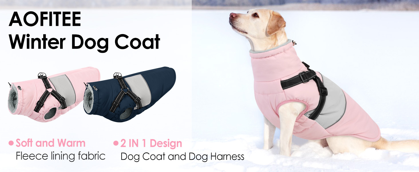 Amazon.com : AOFITEE Dog Coat, Large Dog Jacket, Dog Coat with Harness Built in, Reflective ...
