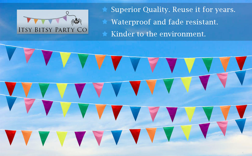 Amazon.com: Premium Reusable Pennant Banner Flags - Multicolor Pennant ...