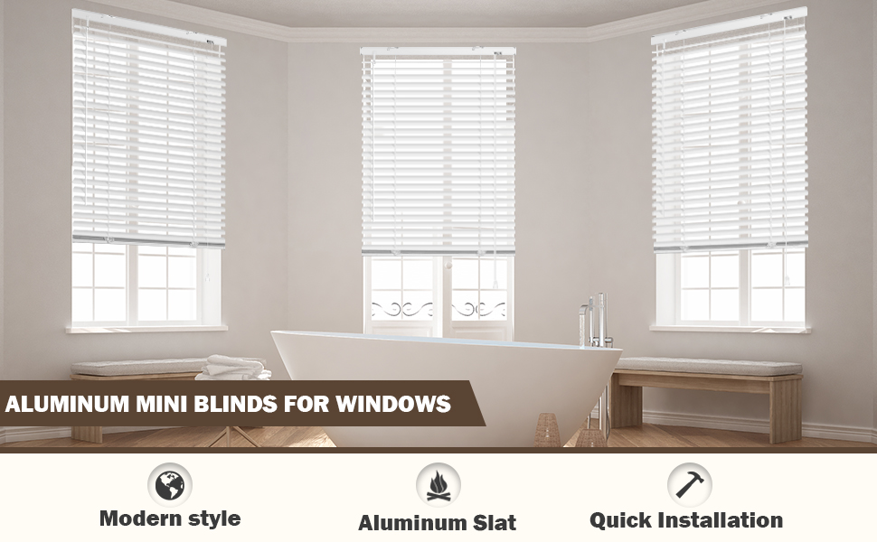 Amazon.com: HIDODO Corded Aluminum Mini Blinds Horizontal Window Blinds, Anti-UV Waterproof ...
