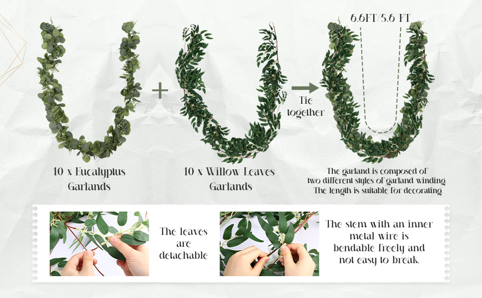 Amazon.com: 10 Sets Artificial Greenery Garlands Bulk Total 55.8 Feet Silver Dollar Eucalyptus ...