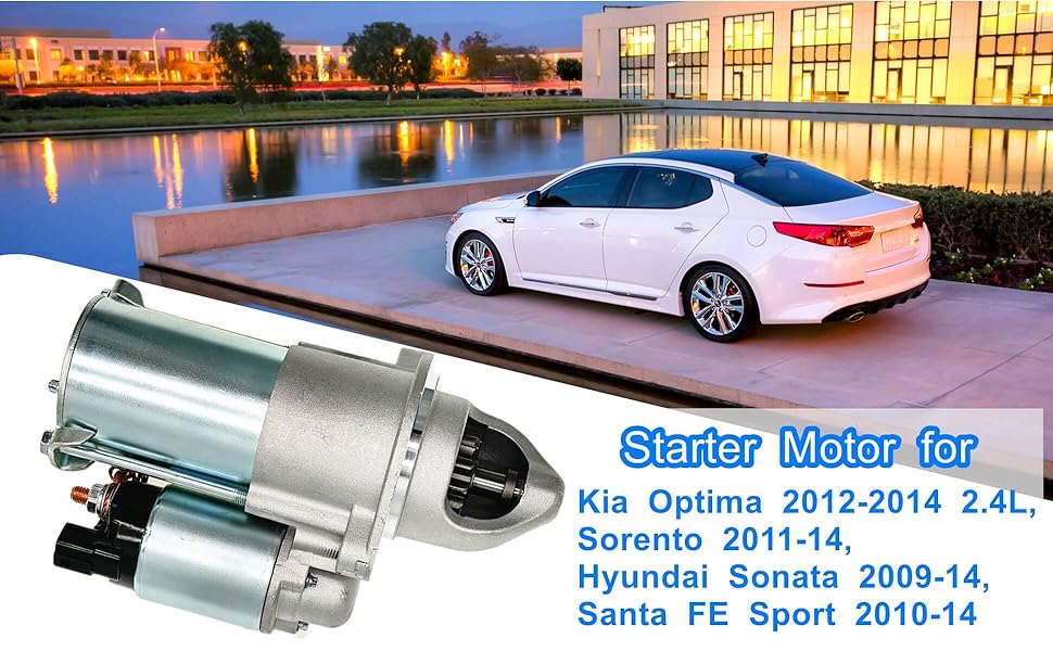 Amazon.com: Starter Motor for Kia Optima 2012-2014 2.4L, Sorento 2011-14, Hyundai Sonata 2009-14 ...