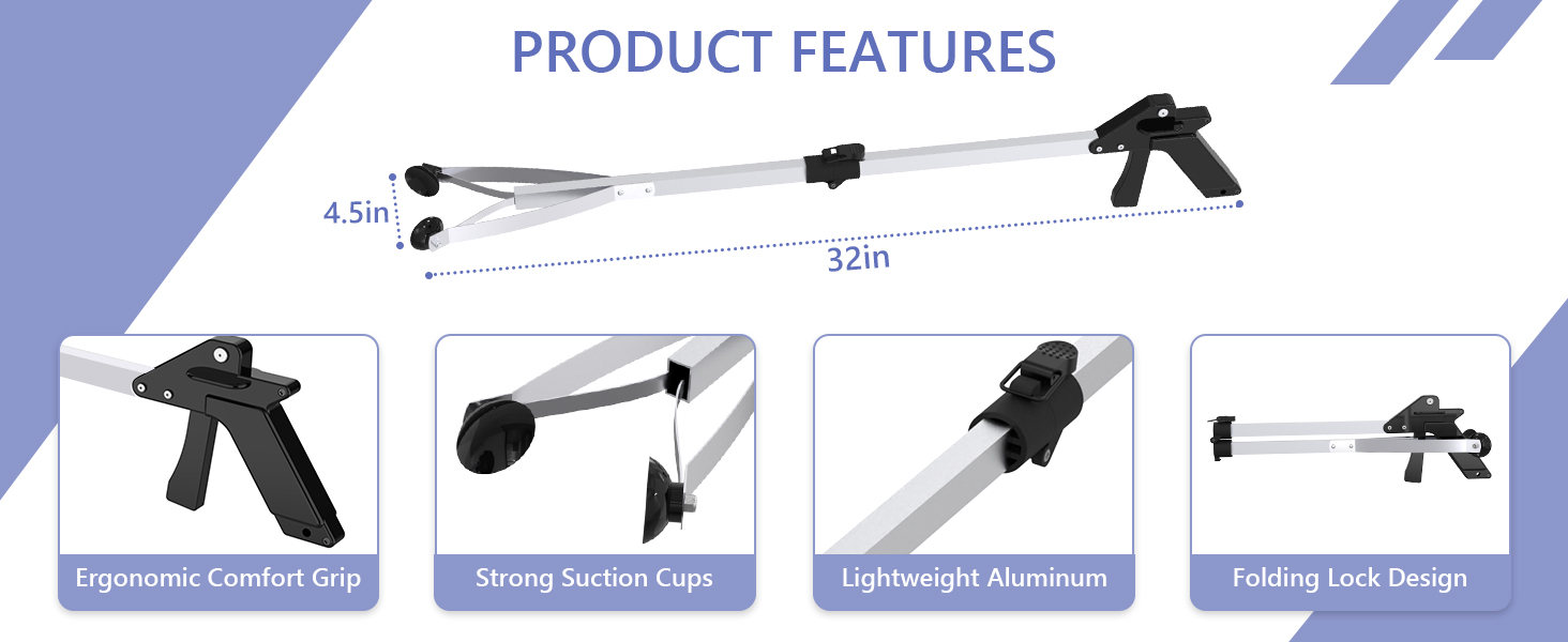 Amazon.com: REWKCY 32" Grabber Reacher Tool, 2-Pack Foldable Heavy Duty Reacher Grabber Pickup ...