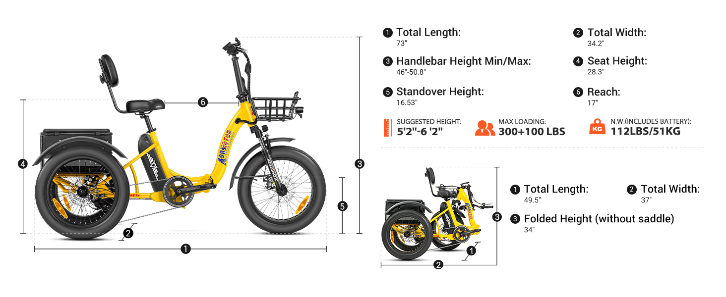Amazon.com : ADDMOTOR TRIKETAN M-330F Electric Tricycle for Adults, 750W Electric Trike, 90Mi ...