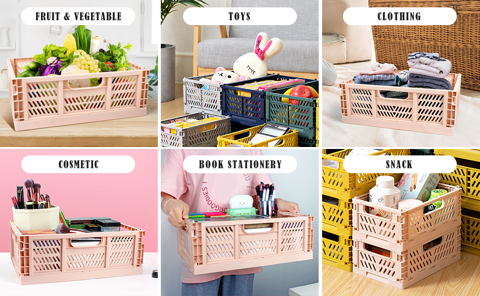 Amazon.com: 2-Pack Plastic Baskets for Shelf Organizing, Stackable ...