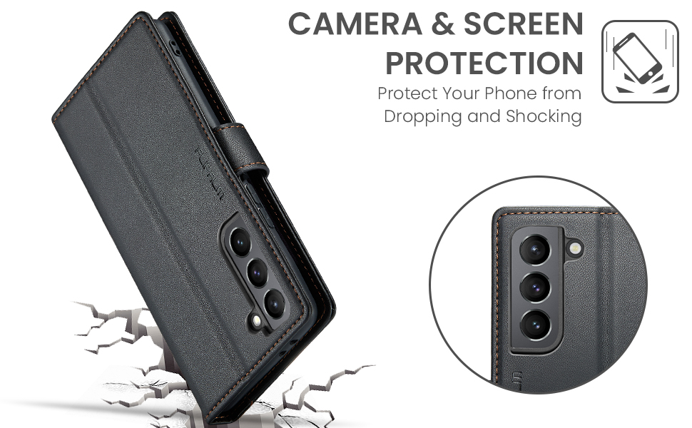 Amazon.com: FLIPALM Wallet Case for Samsung Galaxy S21, RFID Blocking Credit Card Holder, PU ...