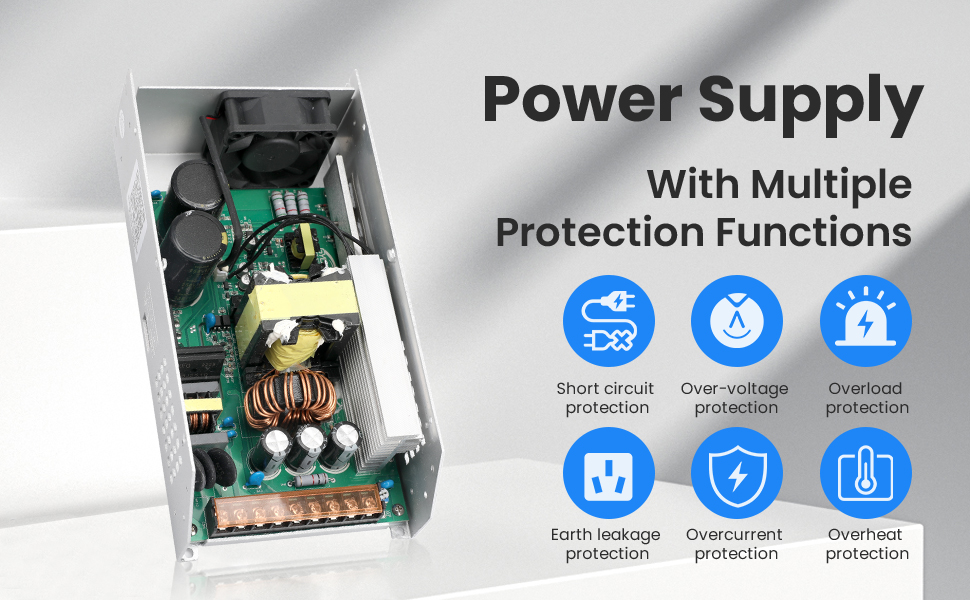 Amazon.com: New Version 110V AC to 12V DC Converter, DC 12V 100A 1200W Power Supply Adapter ...