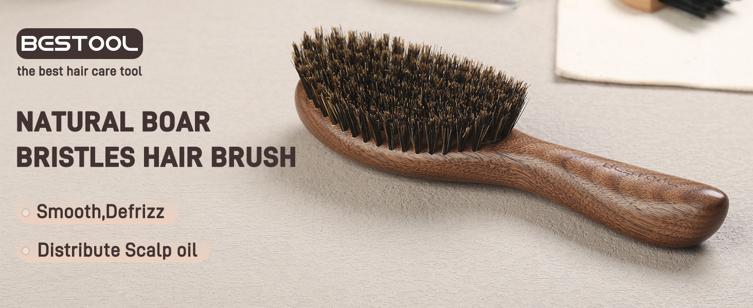 Amazon.com : BESTOOL Hair Brush,Natural Walnut Wood & Boar Bristle Hair Brushes for Women Men ...