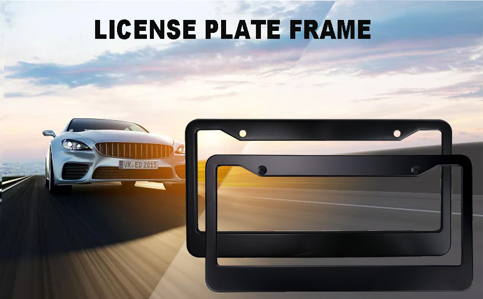 Amazon.com: Black License Plate Frame 2 Pack Car License Plate Holder ...