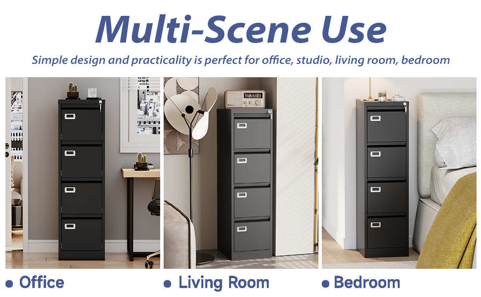 Amazon.com: NODHM 4 Drawer File Cabinet with Lock, Metal Filing Cabinets, Vertical Small Filing ...