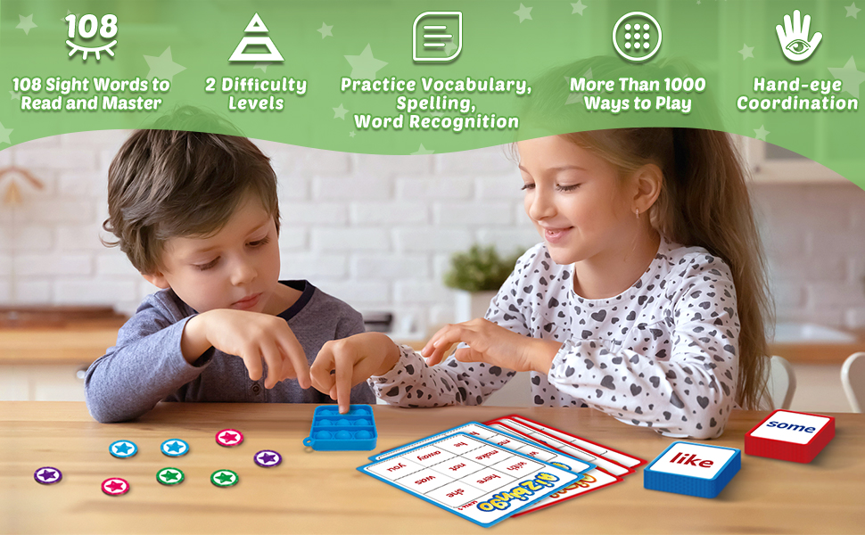 Amazon.com: Aizweb Sight Word Game Bingo,Learn to Read Flash Card for Preschool Kindergarten 1st ...