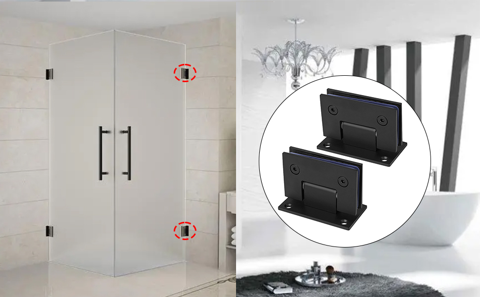 WANLIAN 180 Degree Glass Frameless Door Hinges,Frameless Shower Door Hinges, Heavy Duty 304 ...