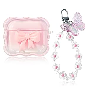 Amazon.com: MINSCOSE Compatible with AirPods Pro Clear Case,3D Bow Pattern Design with Cute ...