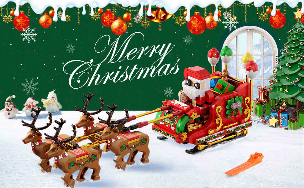 Amazon.com: Christmas Santa's Sleigh Building Sets,Santa Claus and ...