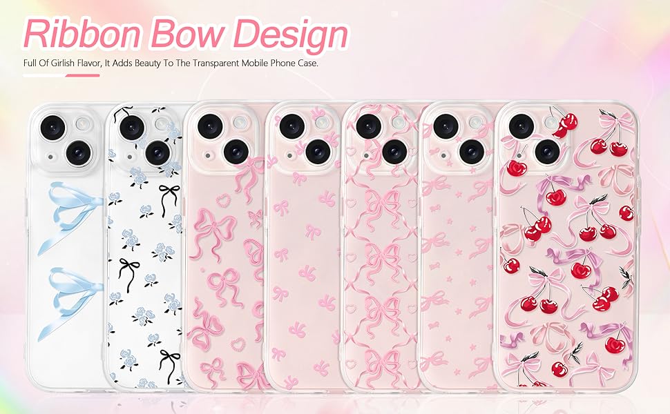 Amazon.com: Lovmooful Compatible for iPhone 13 Case Aesthetic Clear Cute Ribbon Bowknot Design ...