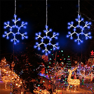 Christmas Snowflake Icicle Lights Outdoor, Blue Hanging 3 Pcs Large ...
