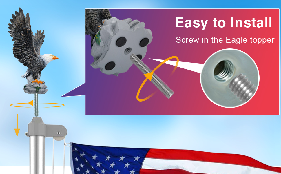 Amazon.com : Gakigond Eagle Flag Pole Topper, Hand Painted Lifelike ...