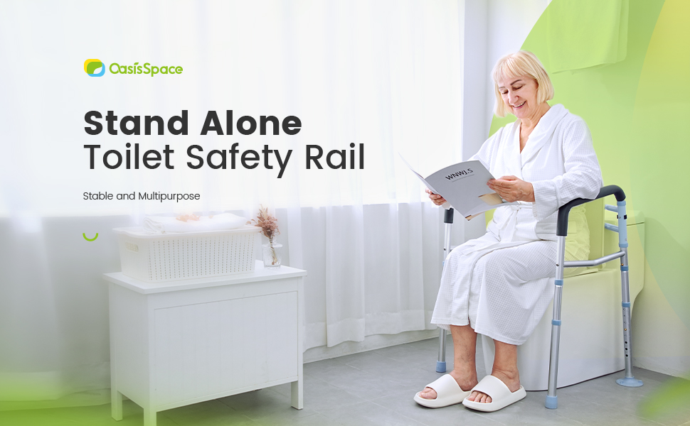 Amazon.com: OasisSpace Stand Alone Toilet Safety Rail - Heavy Duty Medical Toilet Safety Frame ...