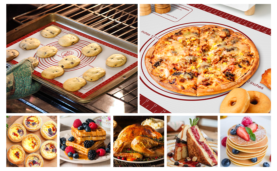 Amazon.com: Silicone Baking Mat, Non Stick Pastry Mat Sheet for Dough ...