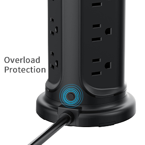 Extensión de Torre,Regleta de Alimentación,Regleta Multicontacto USB con 12 Tomas de CA y 3 USB ...