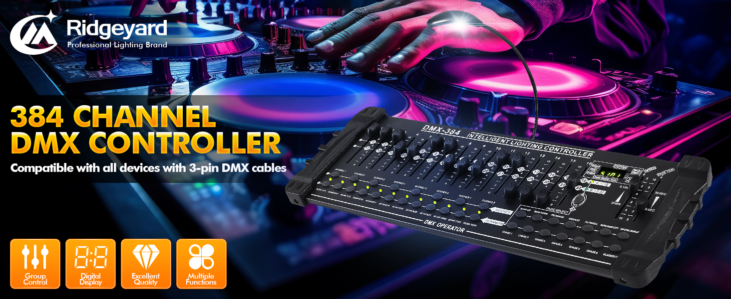 Amazon.com: Ridgeyard DMX 512 Controller 384 Channel Operator Console Moving Head Light DMX ...