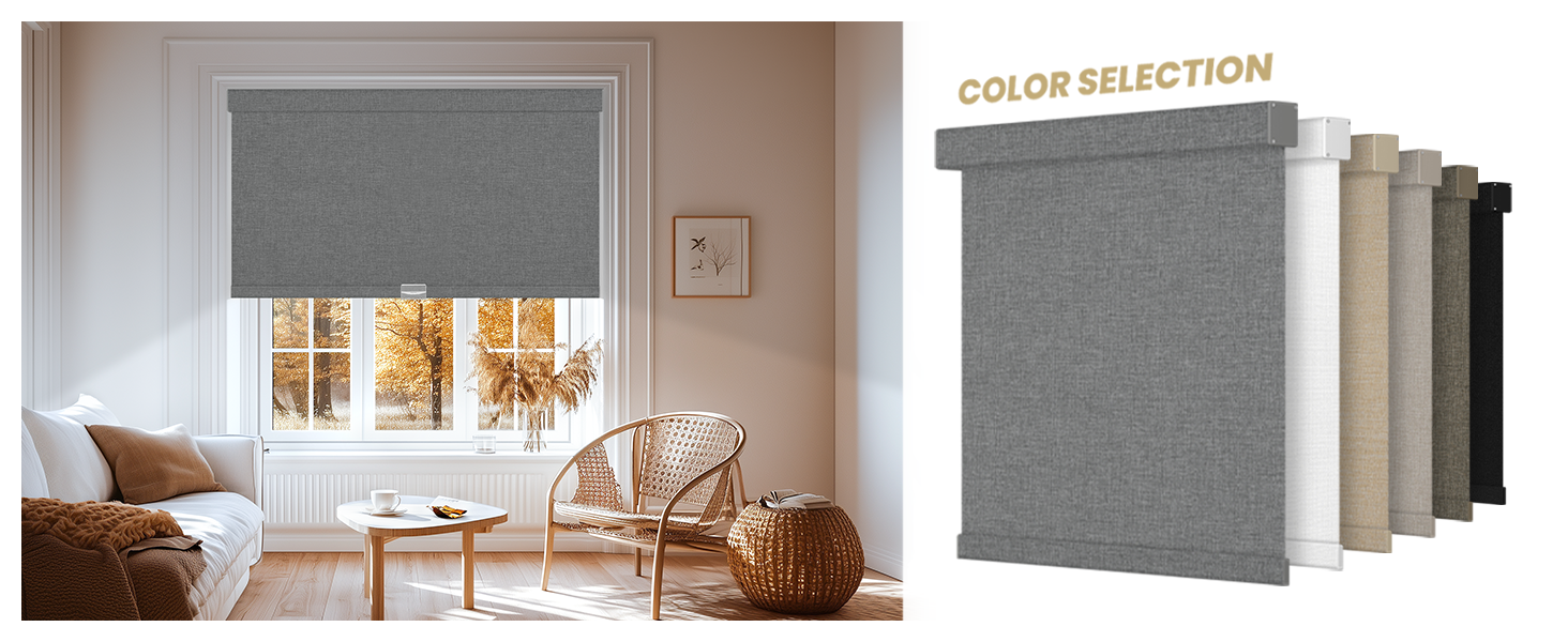 Amazon.com: HOTSOON Blackout Linen Roller Shades for Windows Cordless Room Darkening Roller ...