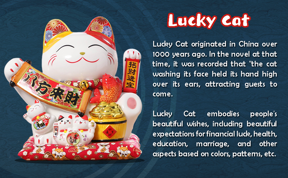 Amazon.com: 11'' Lucky Statue Cat Figurines Chinese Cat Waving Arm ...