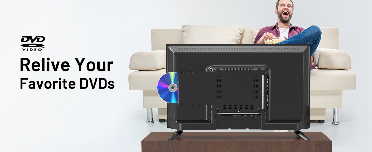 Amazon.com: TuTu 24 Inch TV with DVD Player Built-in, 720P HD LED Small Flat Screen TV with 3 ...