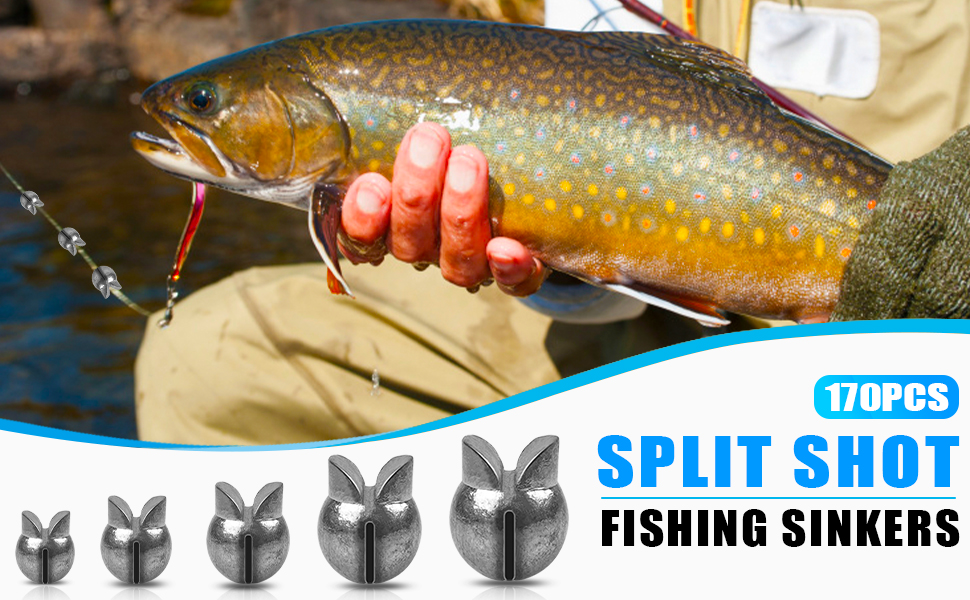 Amazon.com : OROOTL Split Shot Fishing Weights Sinkers, 170pcs Removable Split Shot Sinkers for ...
