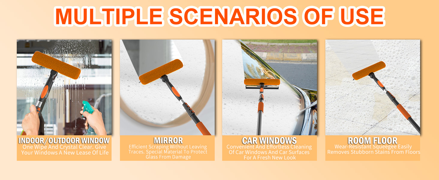 Amazon.com: LAANPOLE 26FT Window Squeegee with Extension Pole, 2-in-1 Squeegee for Window ...