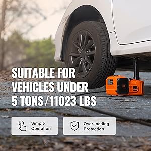 VEVOR Electric Car Jack, 5 Ton/11023 LBS Hydraulic Jack Lift with Electric Impact Wrench, Built ...