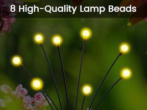 AONESY Solar Lights Outdoor Garden, 4 Pack 32 LEDs Firefly Solar Lamps Ornament, Waterproof ...