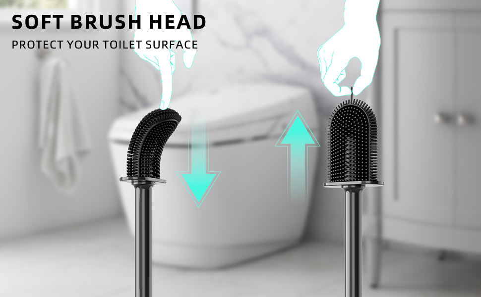 Brosse WC, Balai WC en Silicone, Brosse de Toilette avec Support Amovible à Séchage Rapide, Kit ...