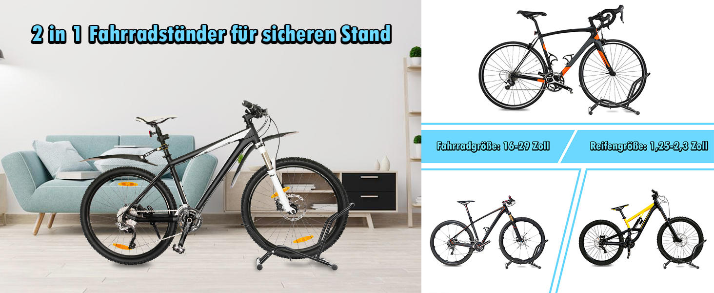 Herrselsam 2 Stücke Fahrradständer Boden, Freistehender Fahrradständer 16 bis 29 Zoll ...