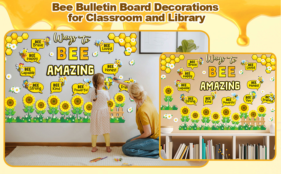 Amazon.com: 60 Pieces Bee Healthy Bulletin Board Decorations - Bee Hive ...