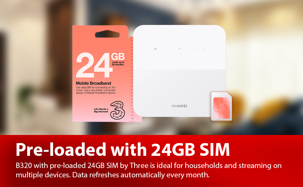 Huawei B320 White, 4G + CAT 4 LTE Low-Cost Mobile WIFI Router, 195Mbps WIFI N 300Mbps, Ethernet ...