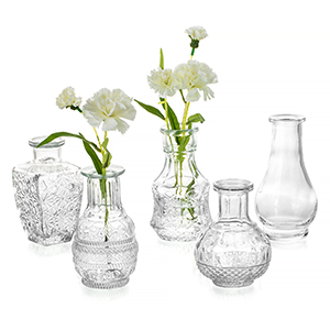 Amazon.de: Hewory Kleine Vase Glas Hochzeit Vasen Set: Vintage Blumenvase 5er Durchsichtig Deko ...