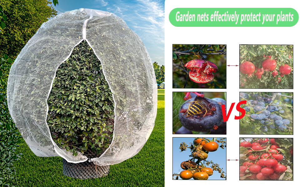 Amazon.com : Yavzevlqi 2pcs 6.6x8 FT Fruit Tree Netting Bags,Large Garden Netting Covers with ...