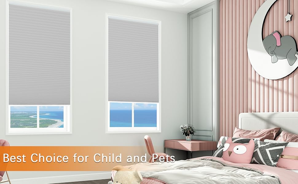 Persilux Custom Size Cellular Shades Cordless Blackout Roller Shades Bottom up Pleated Window ...