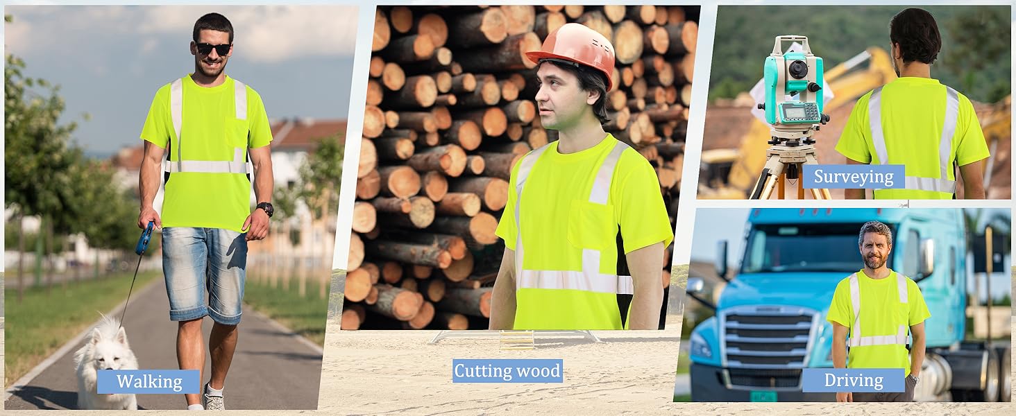 Amazon.com: FATONE Hi Vis T Shirt Class 2 High Visibility Safety Shirts for Men Breathable ...